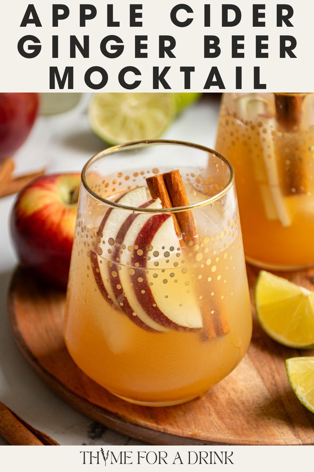 Apple Ginger Fizz Mocktail - Thyme For a Drink