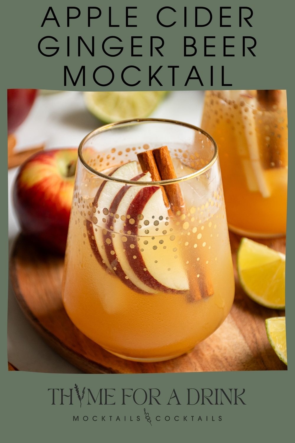 Apple Ginger Fizz Mocktail - Thyme For a Drink
