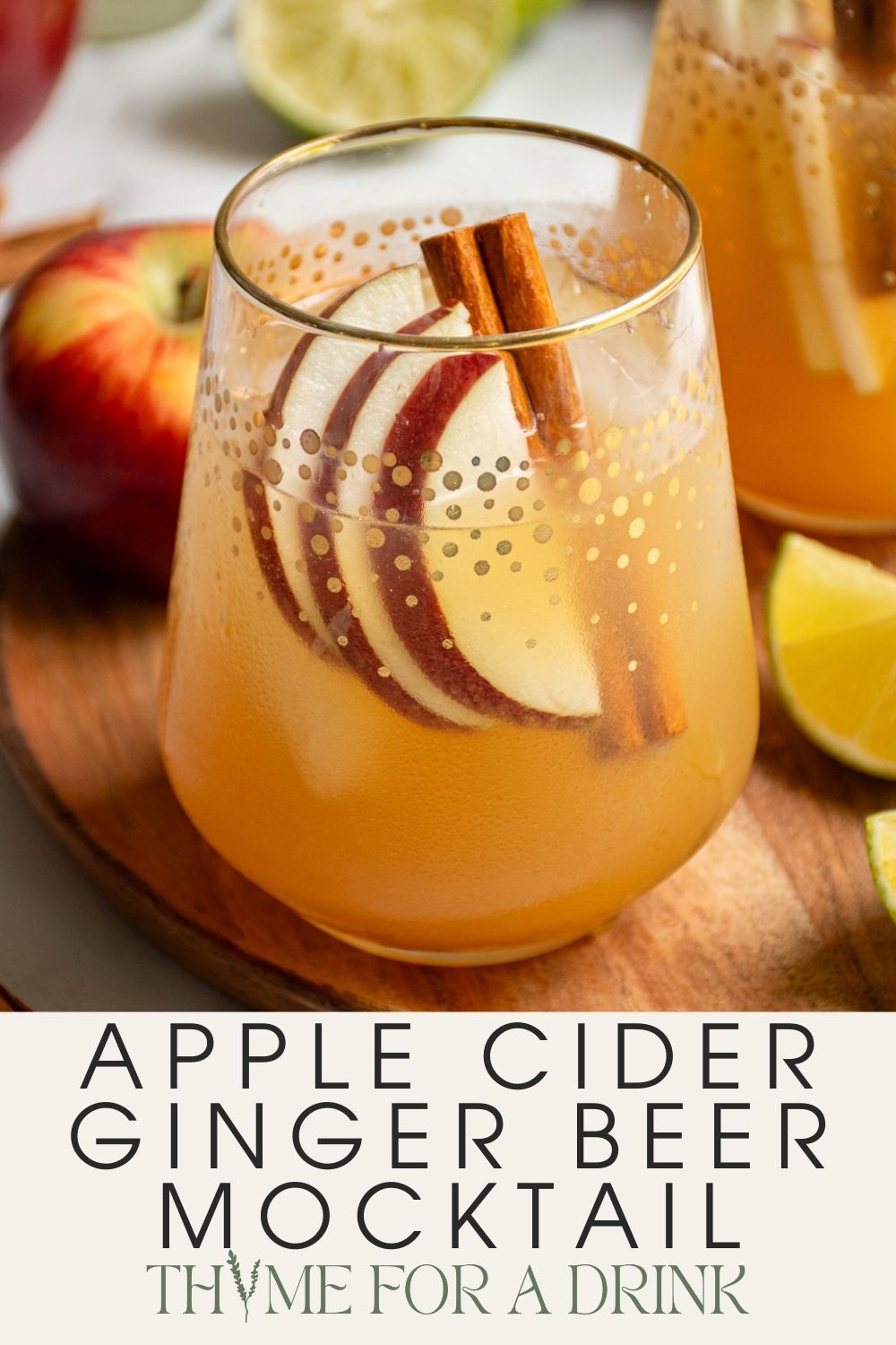 Apple Ginger Fizz Mocktail - Thyme For a Drink