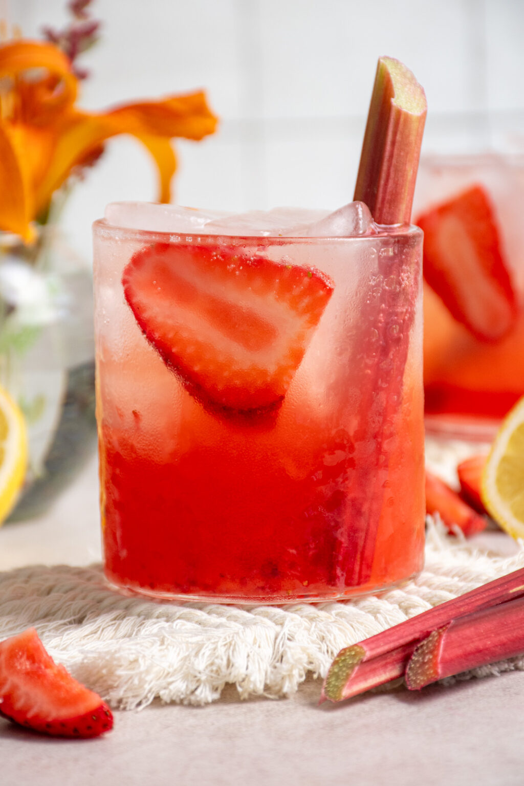 Strawberry Rhubarb Gin Smash - Thyme For A Drink