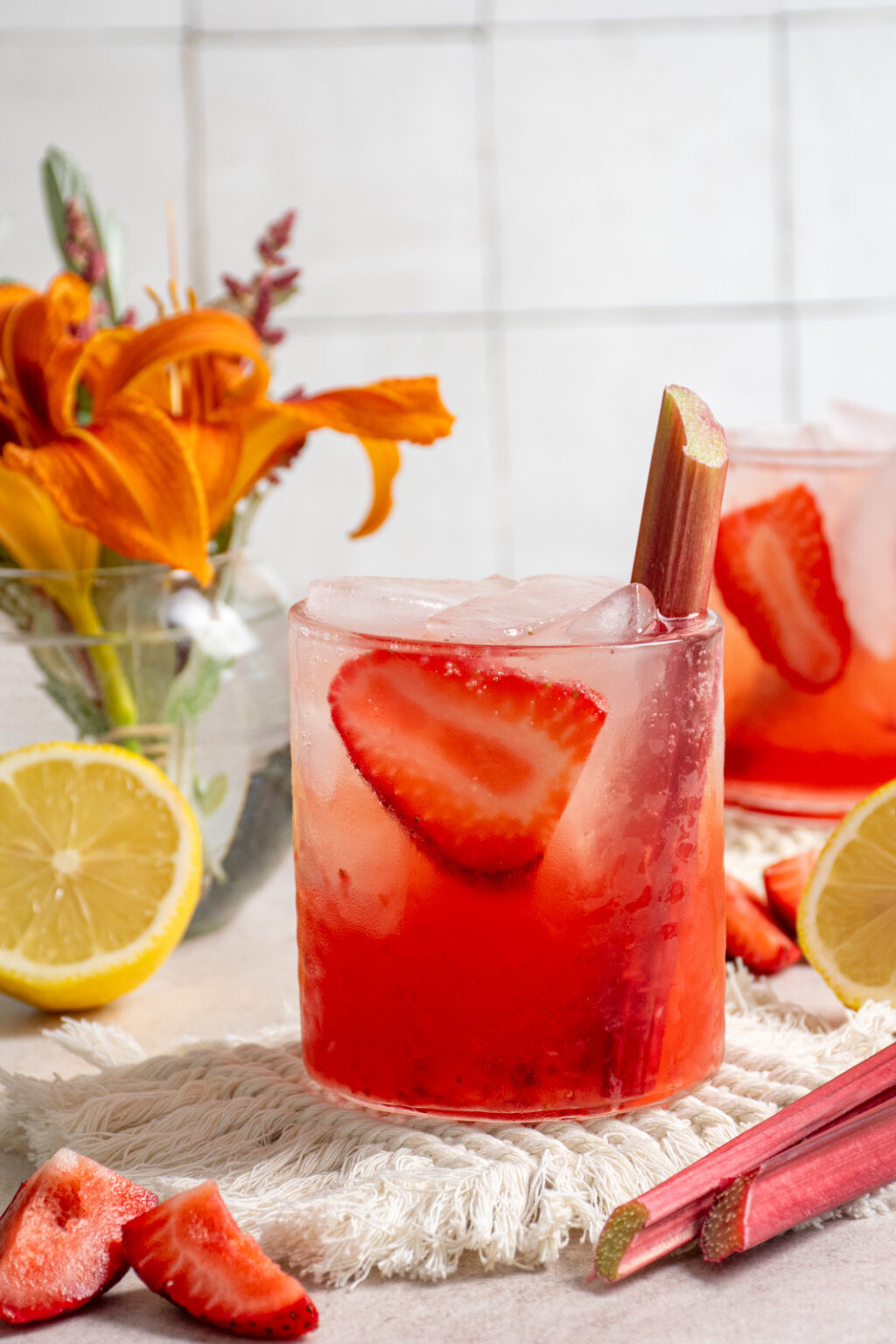 Strawberry Rhubarb Gin Smash - Thyme For A Drink