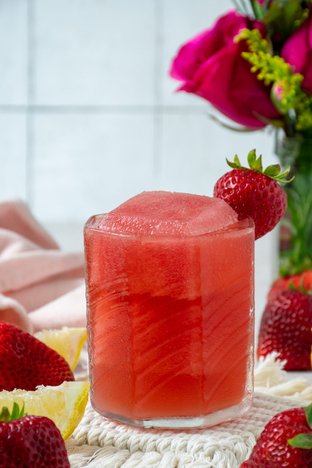 Strawberry Tequila Cocktail with Elderflower and Watermelon